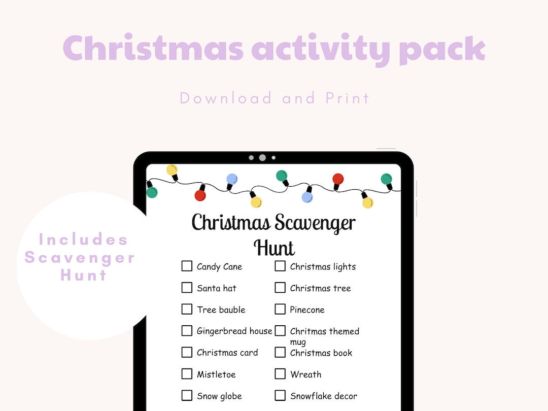 Christmas Scavenger Hunt, Christmas Activity Pack, Christmas Bingo ...