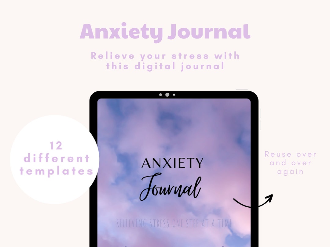 Anxiety Journal Digital, Mental Health Journal, Anxiety Diary, Therapy ...