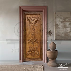 Hand Carved Ganesha Door: Custom Hindu Panel Wall Decor - Etsy