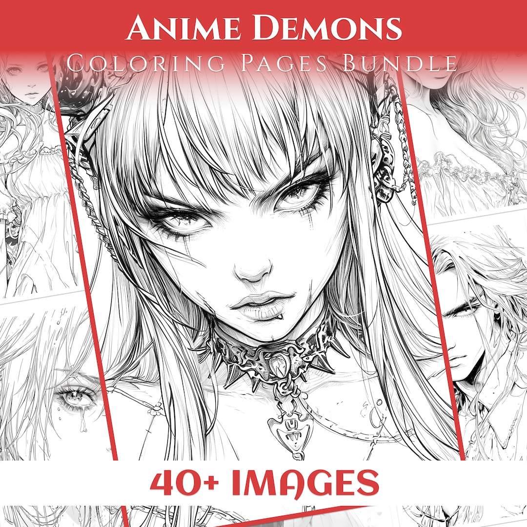 40 Anime Coloring Pages With Demons for Adults Printable Book Art ...