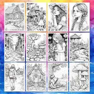 40 Simple Coloring Pages for Adults and Kids Printable Book Art Instant ...