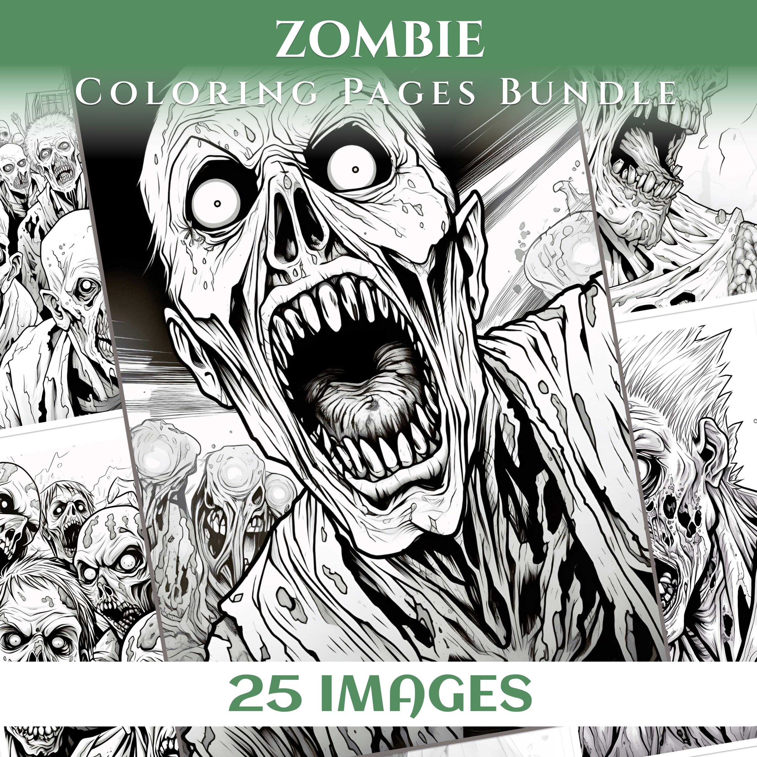 25 Printable Halloween Zombie Coloring Pages for Adults Printable Book ...