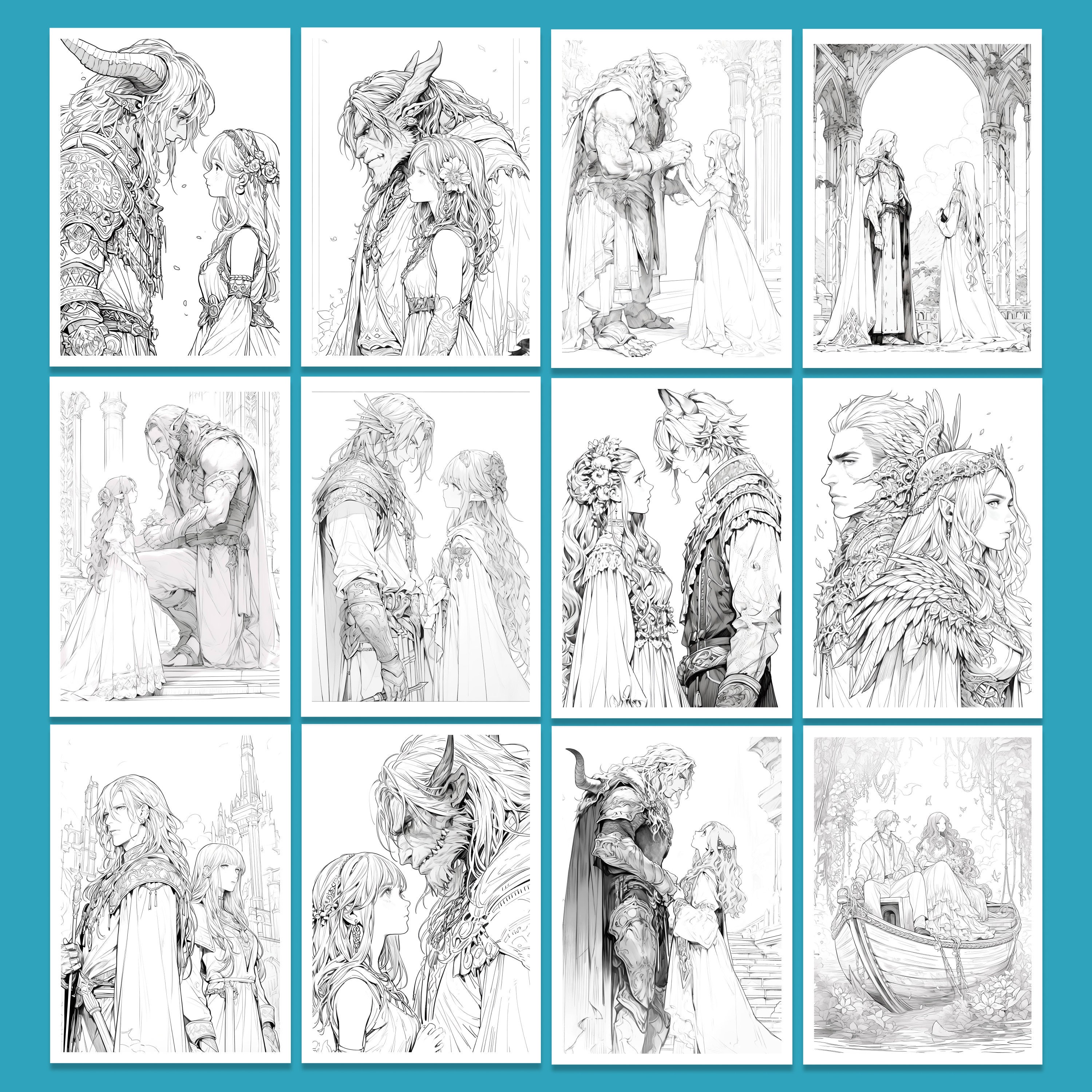 30 Fantasy Anime Coloring Book Mix Volume I Coloring Page for Adults ...