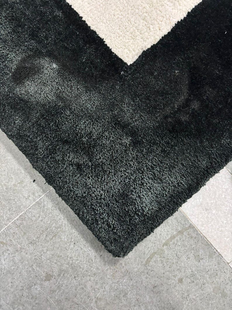 Modern Minimalist Black Border Rug • Cream Area Carpet • Custom Size ...