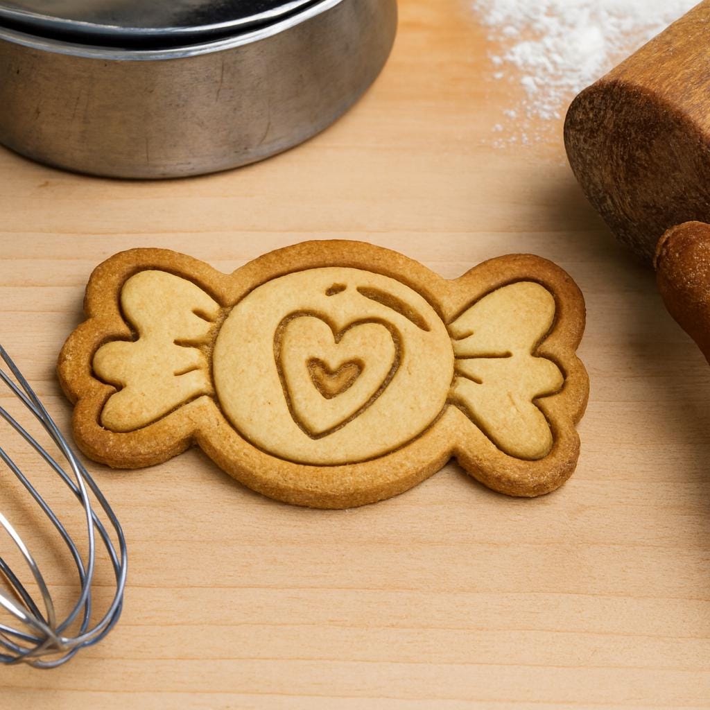 Candy in Wrapper With Heart Cookie Cutter & Stamp Set, 3 Sizes Sweet ...