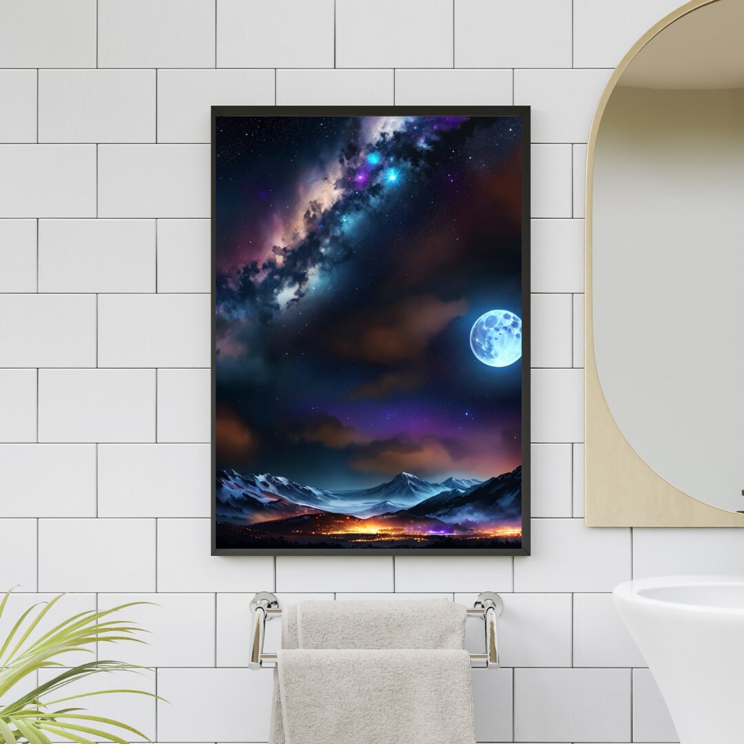 Night Sky Printable Night Wall Art Moon and Stars Digital - Etsy