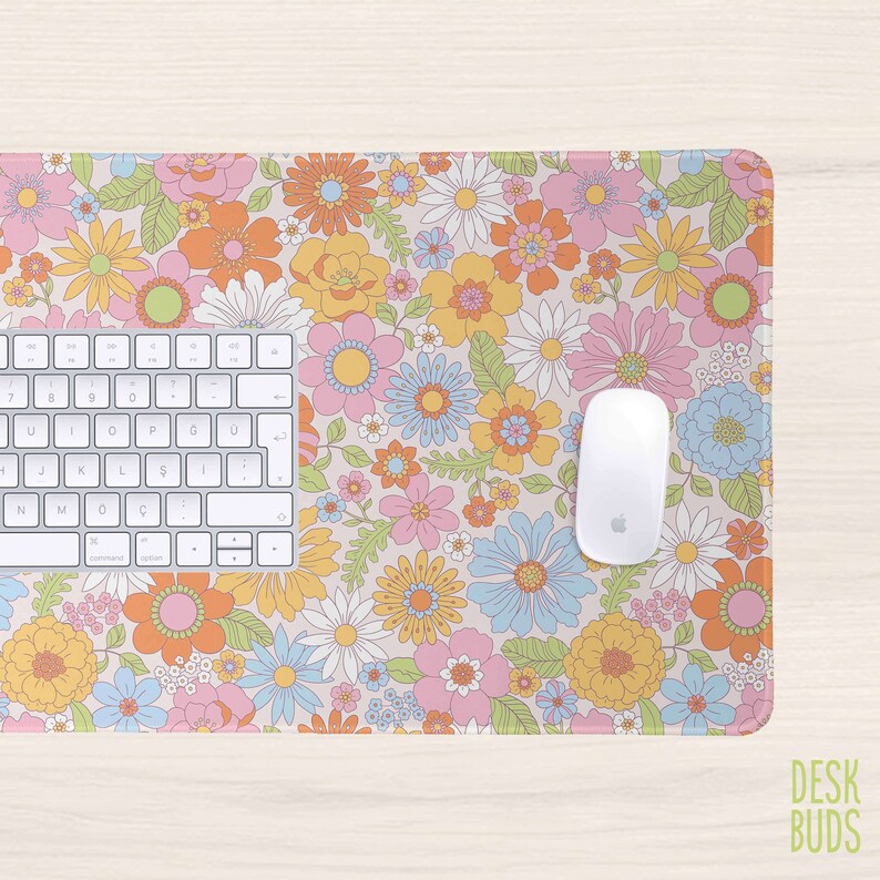 Y2K Floral Desk Mat, Mouse Pad, Extended Size 80cm X 30cm, Retro ...