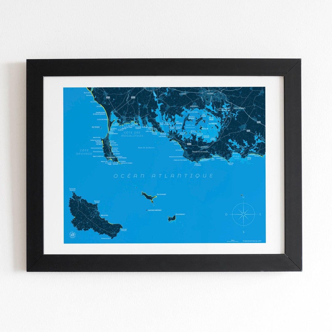 Gulf of Morbihan and Quiberon Map 50x40 Cm - Etsy