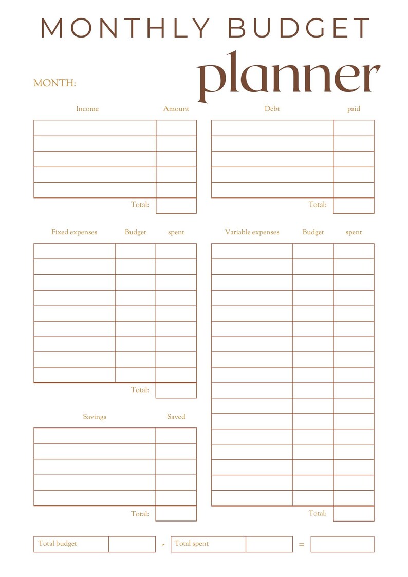 Printable Budget Planner Bundle | Monthly Budget, Weekly Expense ...