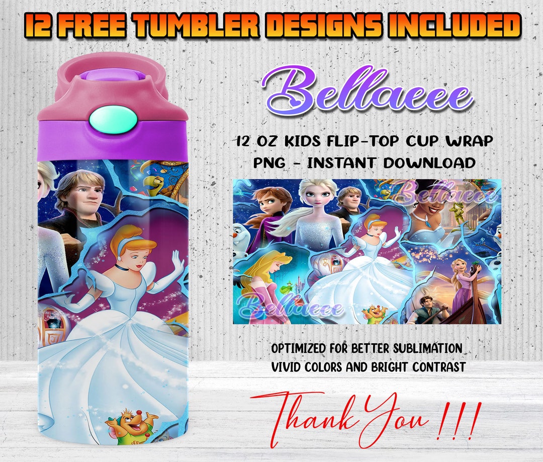 Princess 12 Oz Kids Tumbler Wrap Png Sublimation Digital Instant ...