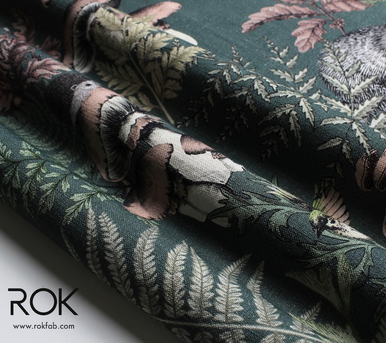 Forest Print Curtains, Nature Inspired Design on Natural Fabric ...
