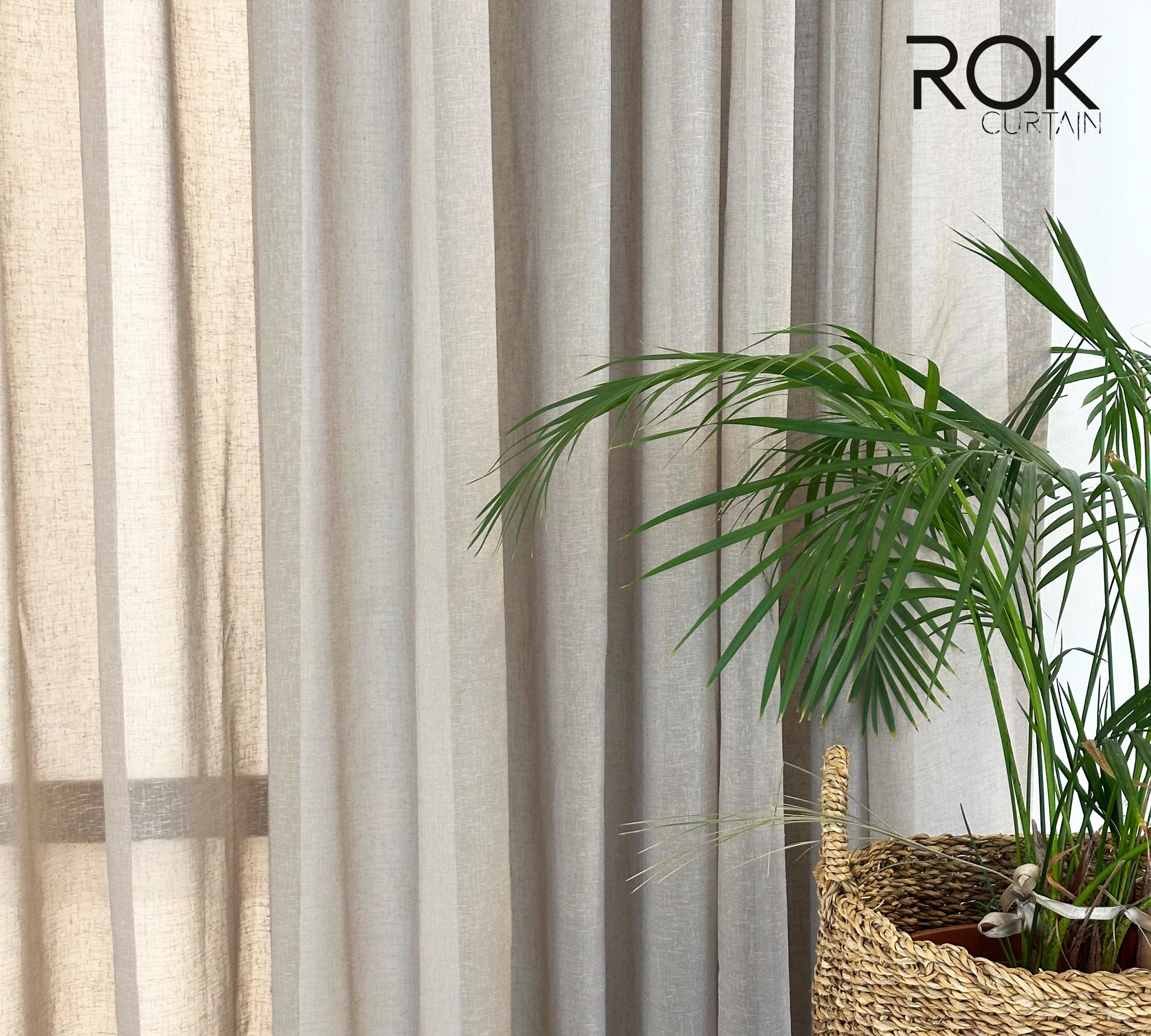 Pinch Pleat Faux Linen Sheer Curtains, Custom Window Drapes, 40 Color ...