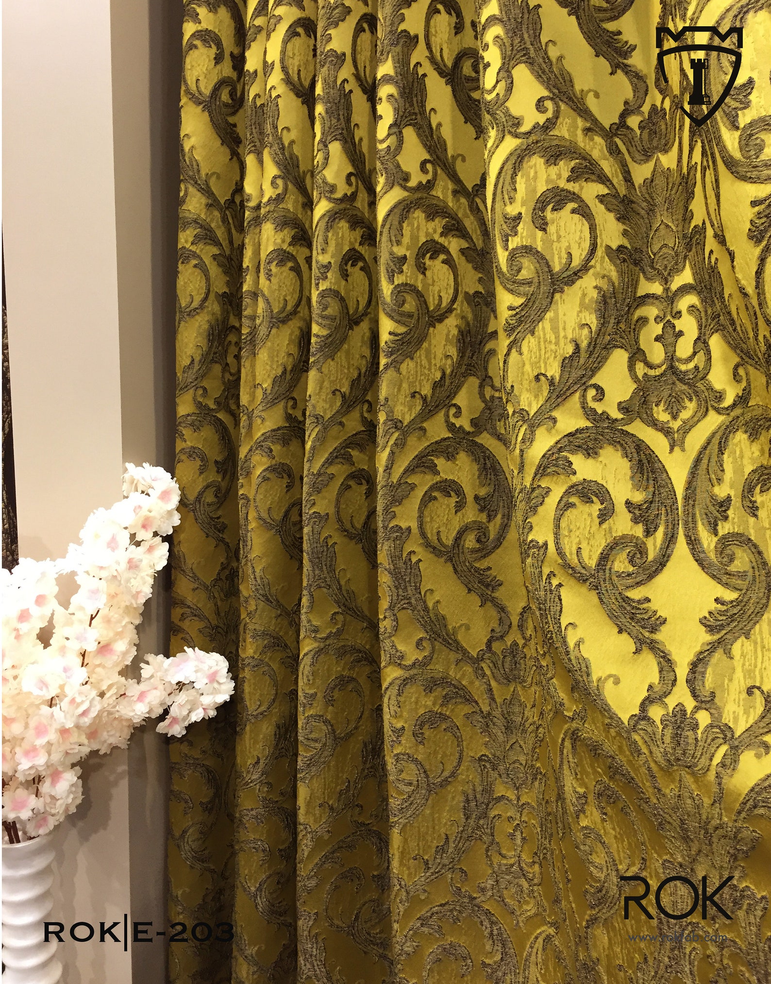 Pinch Pleat Damask Jacquard Curtains With 3D Effect, Custom Pleated ...