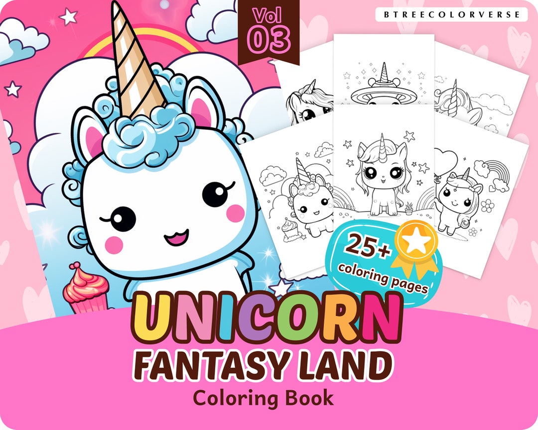 Unicorn Fantasy Land 3 25 Coloring Pages Unicorn for Kids - Etsy