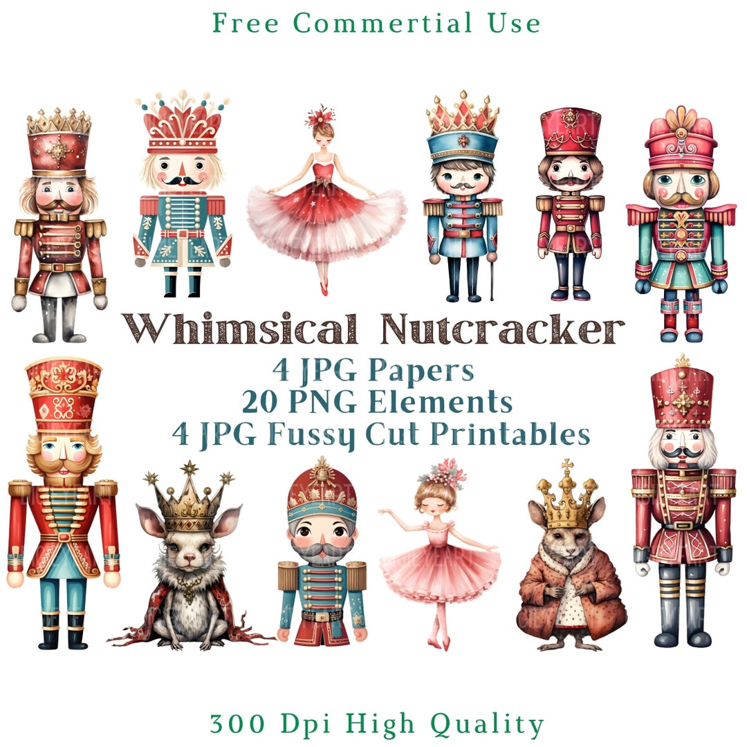 Whimsical Nutcracker Clipart, Nutcrackers Fussy Cut Images, Christmas CU Clip Art, Scapbook ...