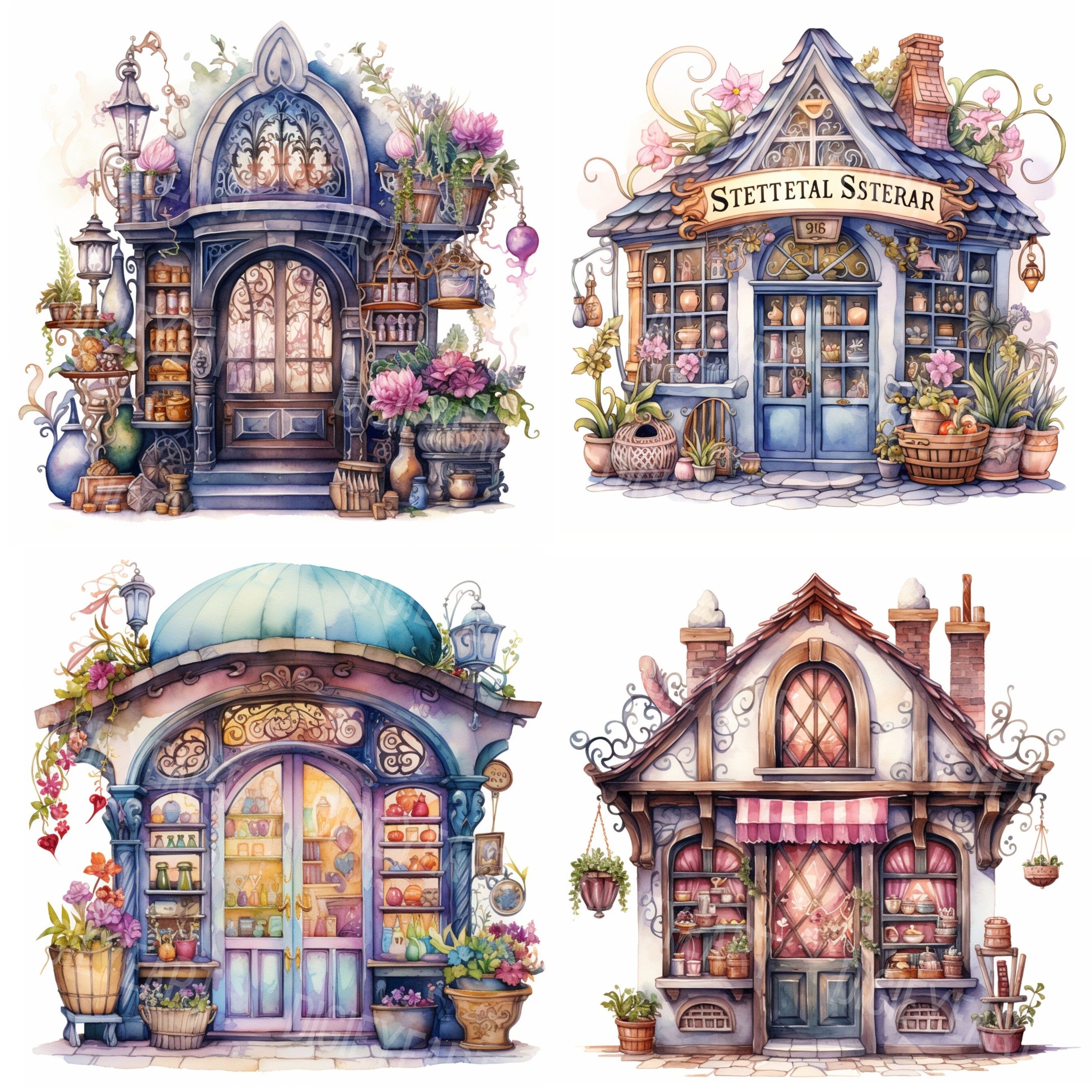 Watercolor Magic Store Clipart, Magic Shop Clip Art, Fairy Shop Jpg ...