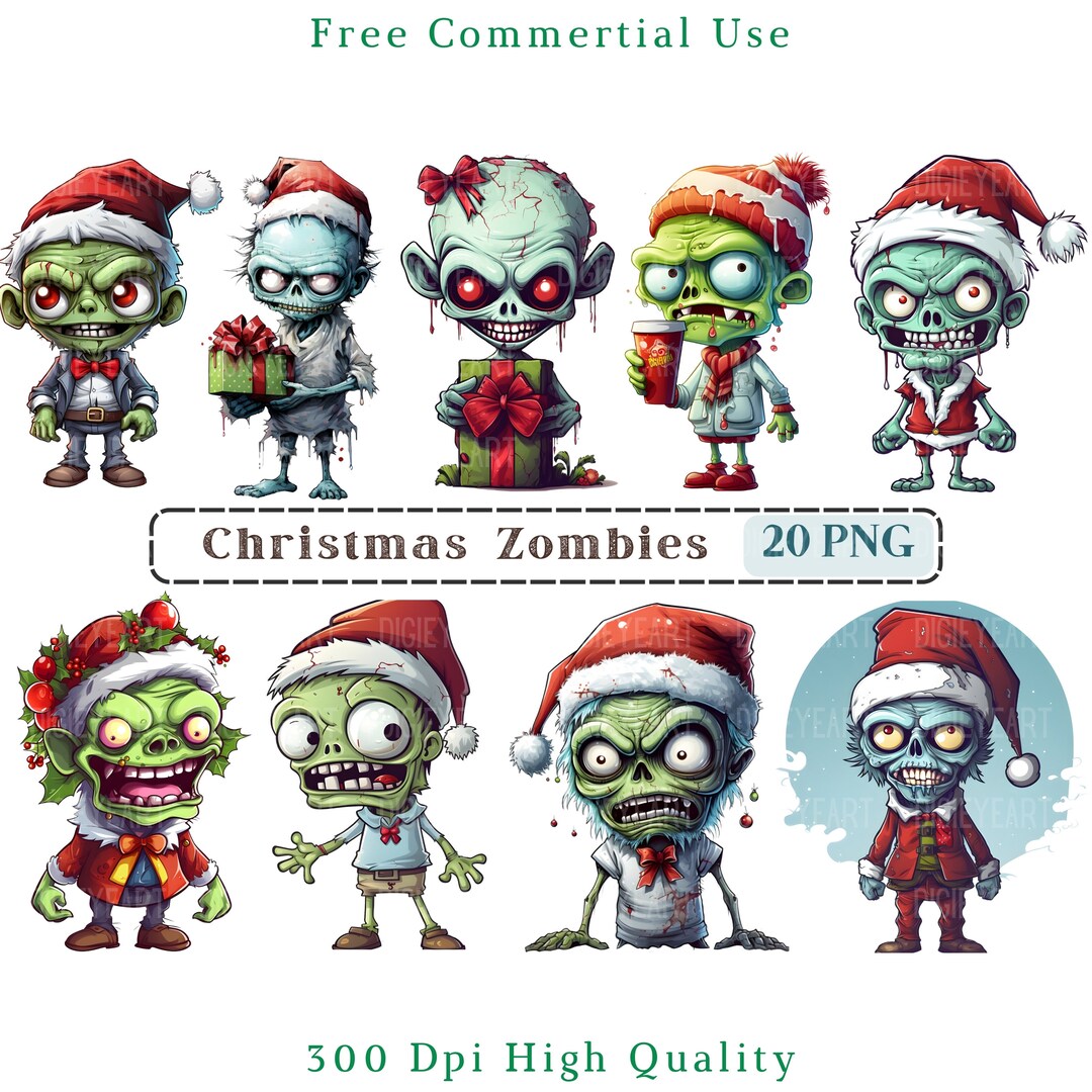 Christmas Zombie Clipart Spooky Zombi Clip Art Monster Jpg - Etsy