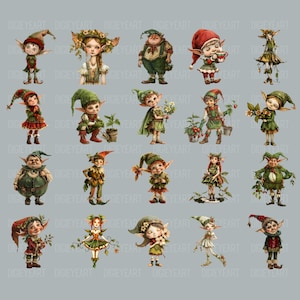 Whimsical Christmas Elf Clipart, Christmas Fussy Cut Images, Mixed ...
