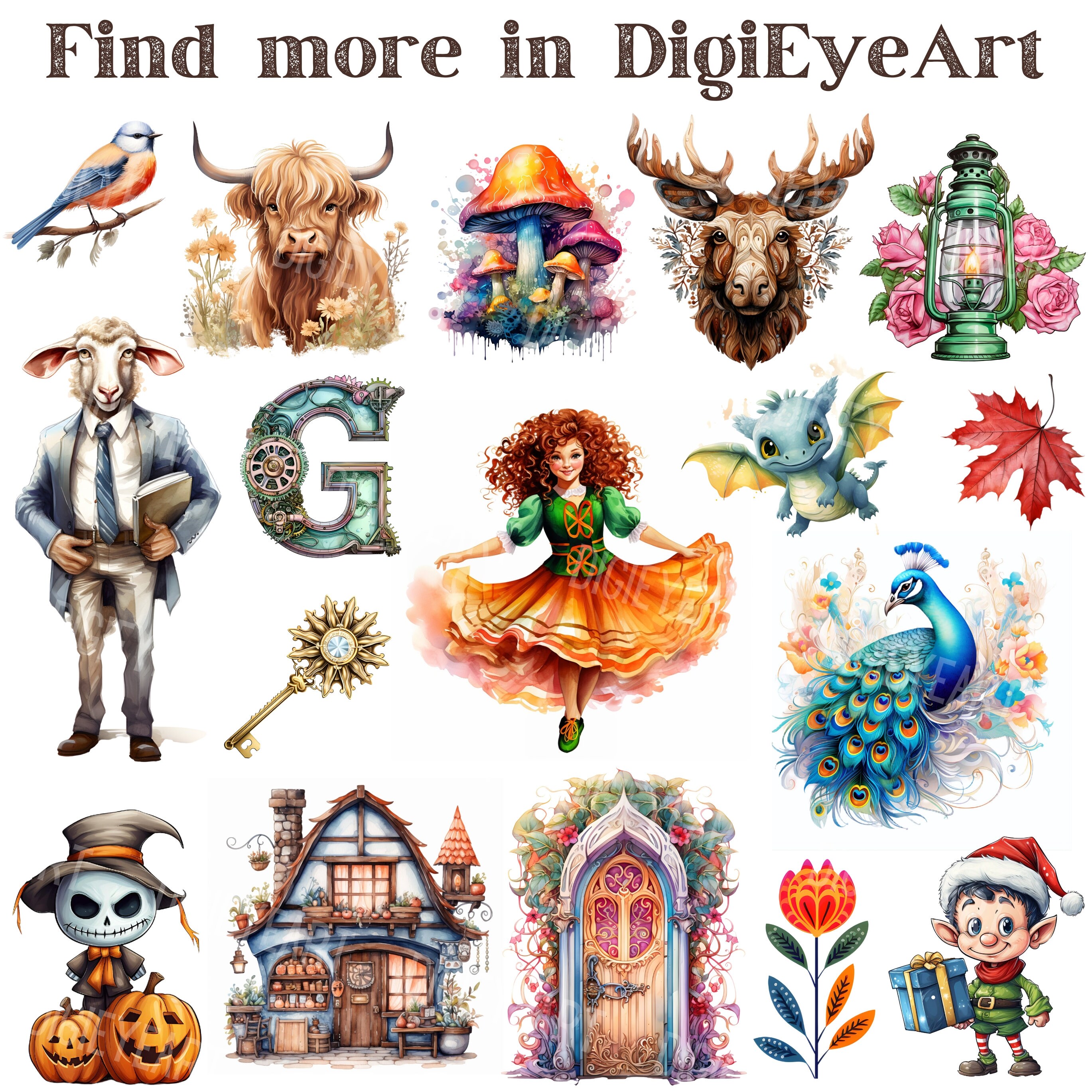 Autumn Trees Clipart Fall Tree Clip Art Png Forest Image - Etsy