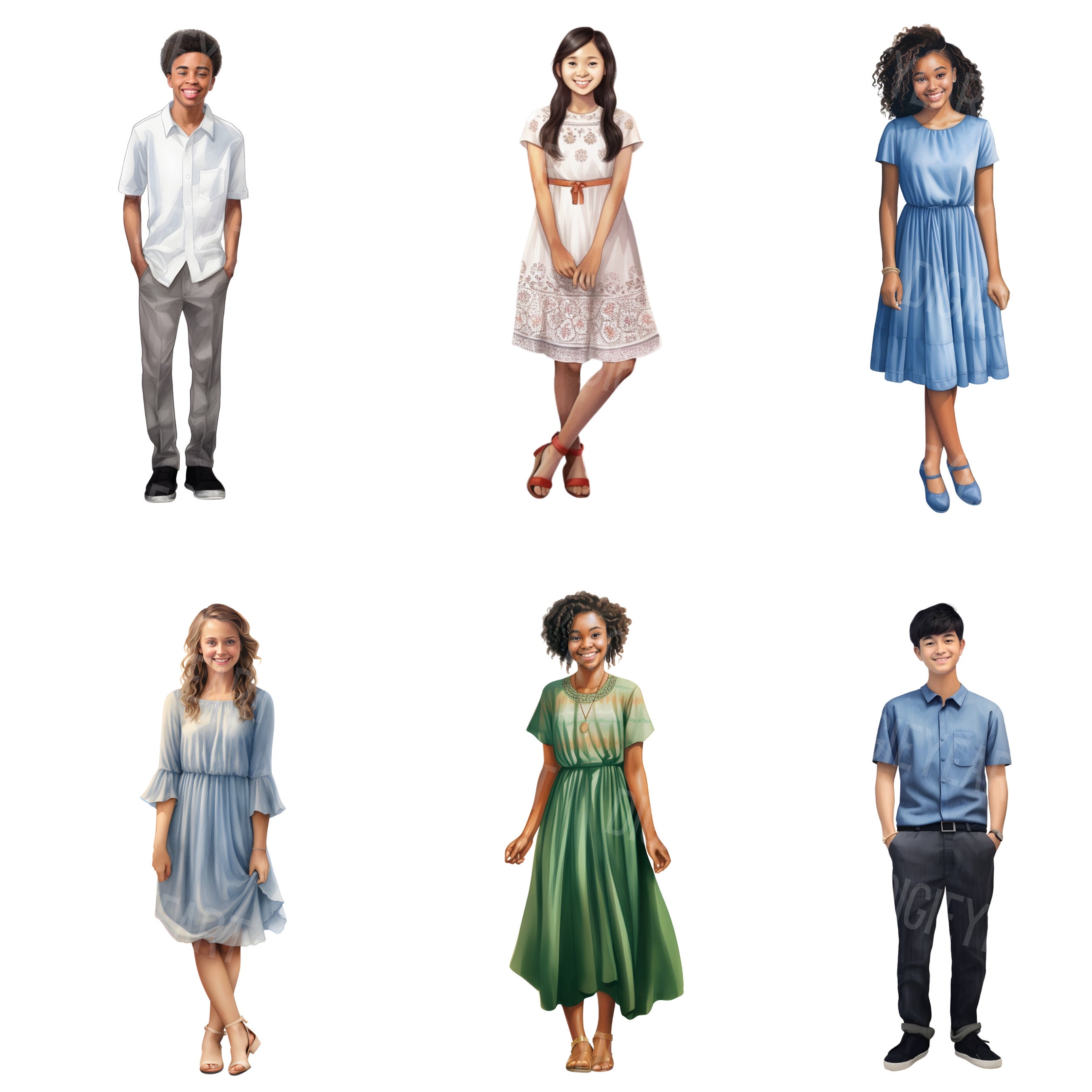 Teenagers Clipart Teens Clip Art Good Kids Image Ethnic - Etsy