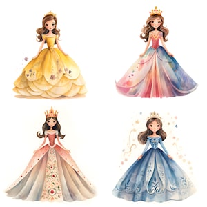 Watercolor Princess Clipart Princess Clip Art Cute Ladies - Etsy