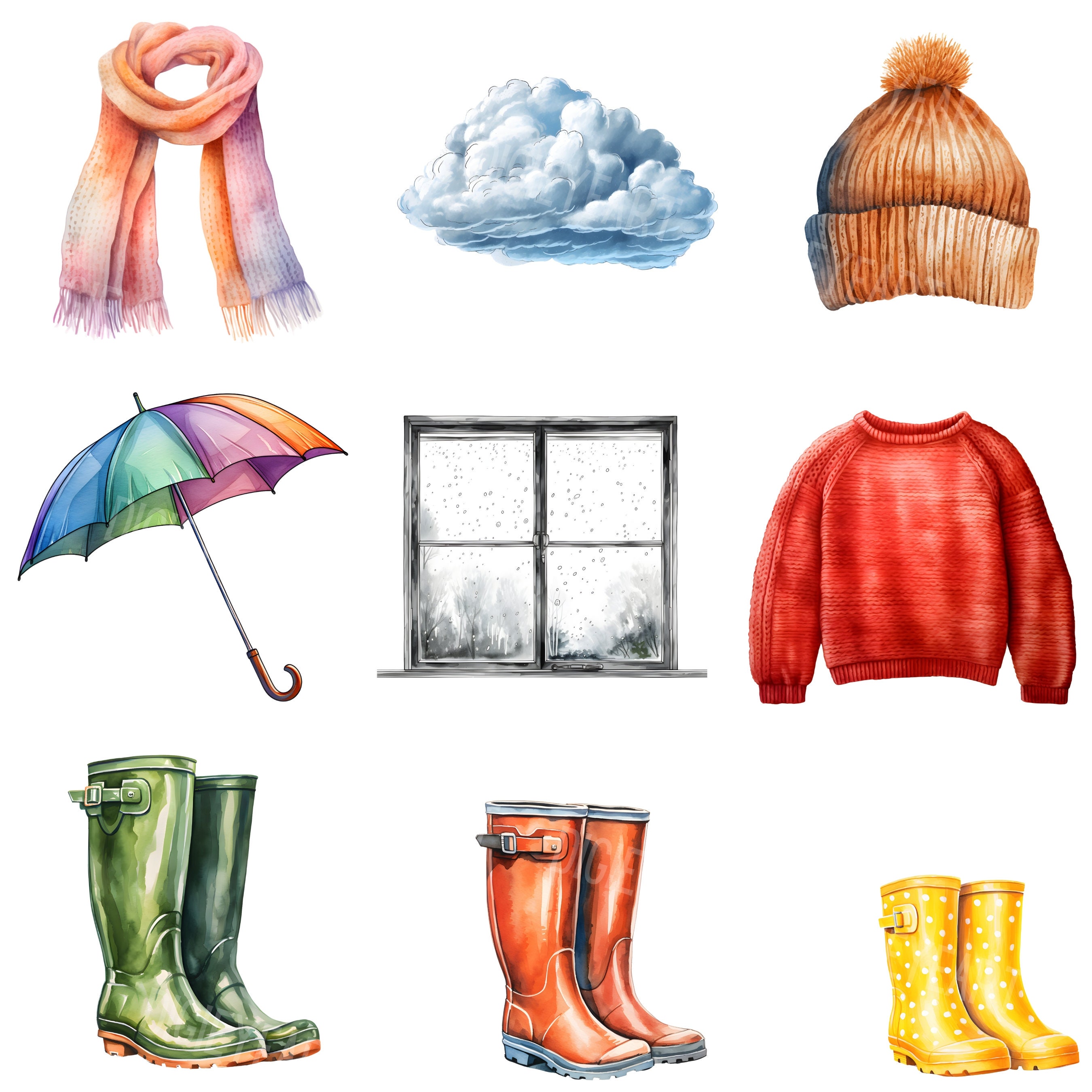 Rainy Weather Clipart Fall Rain Clip Art Png Rubber Boots - Etsy UK