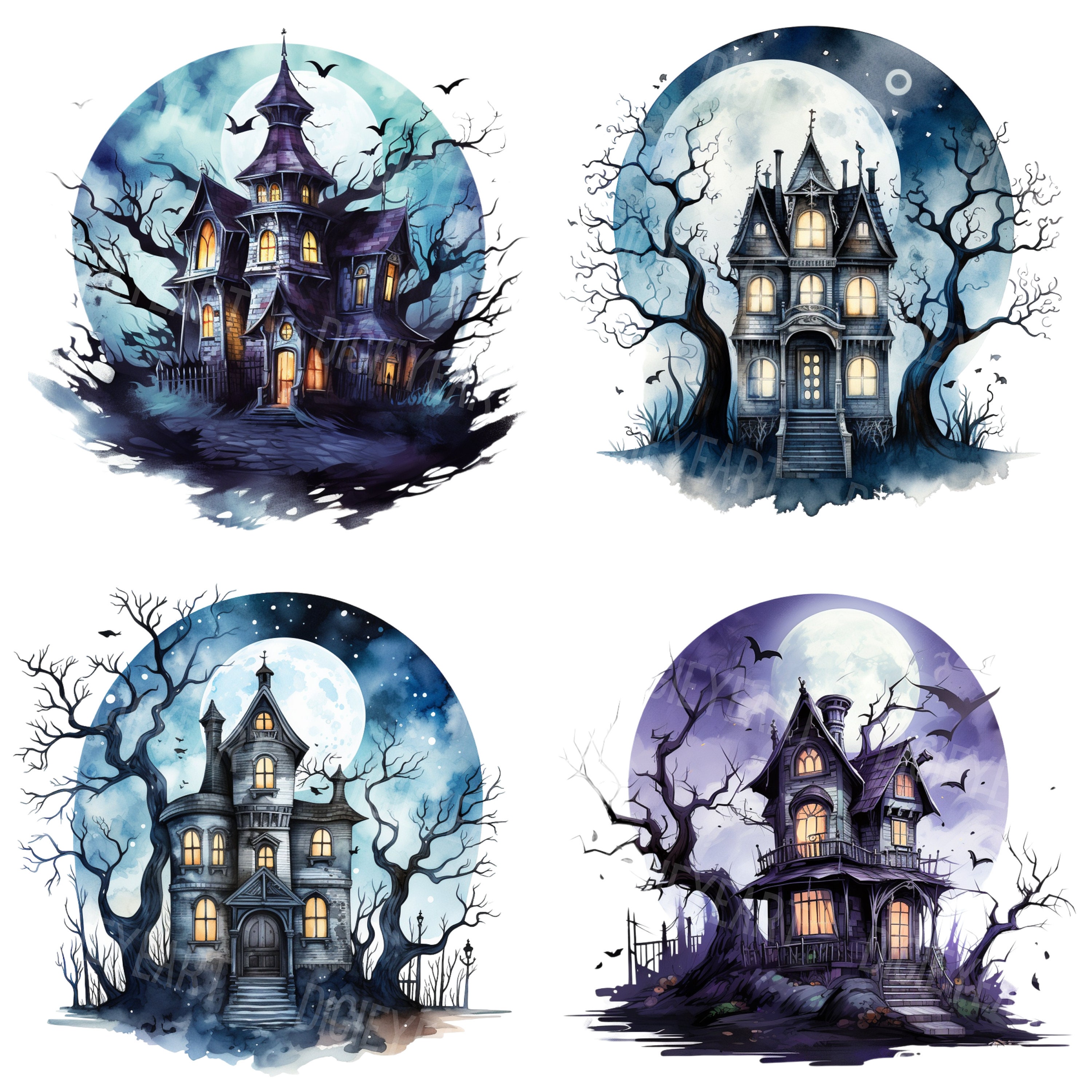 Haunted House Clipart, Halloween Clip Art, Spooky Jpg, Fantasy House ...