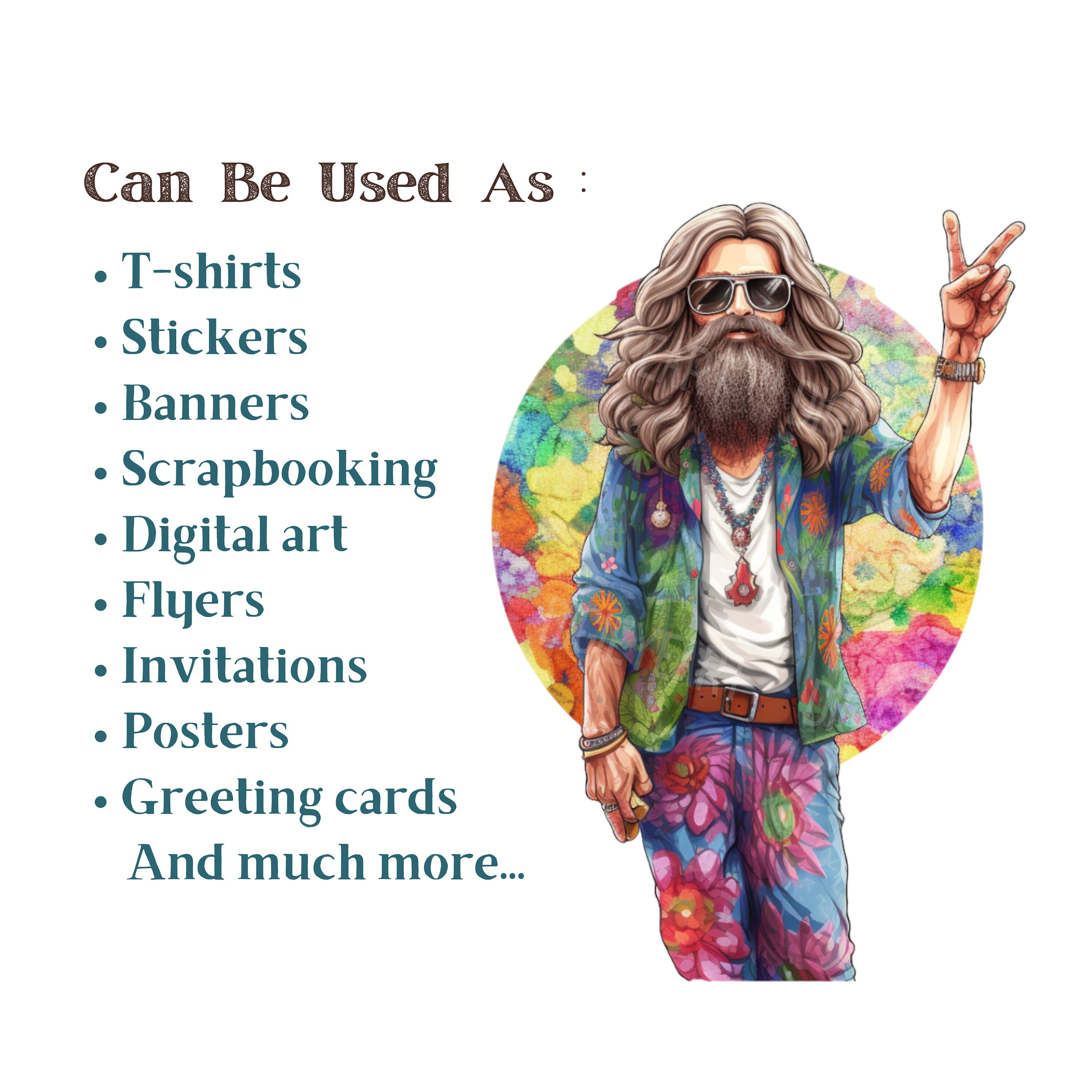 Hippie Spirit Clipart Happy Hippie Clip Art Hippy Png - Etsy