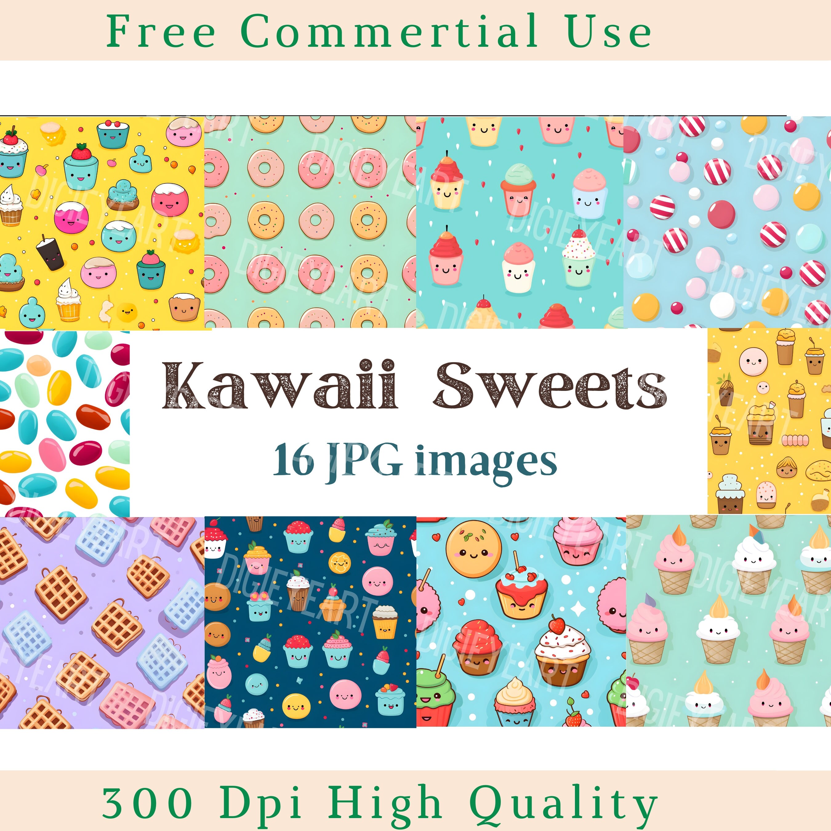 Seamless Kawaii Sweets Digital Paper Kawaii Digital Paper - Etsy