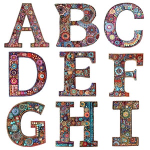 Boho Alphabet Clipart, Letters CU Clip Art, Bohemian Initials PNG ...