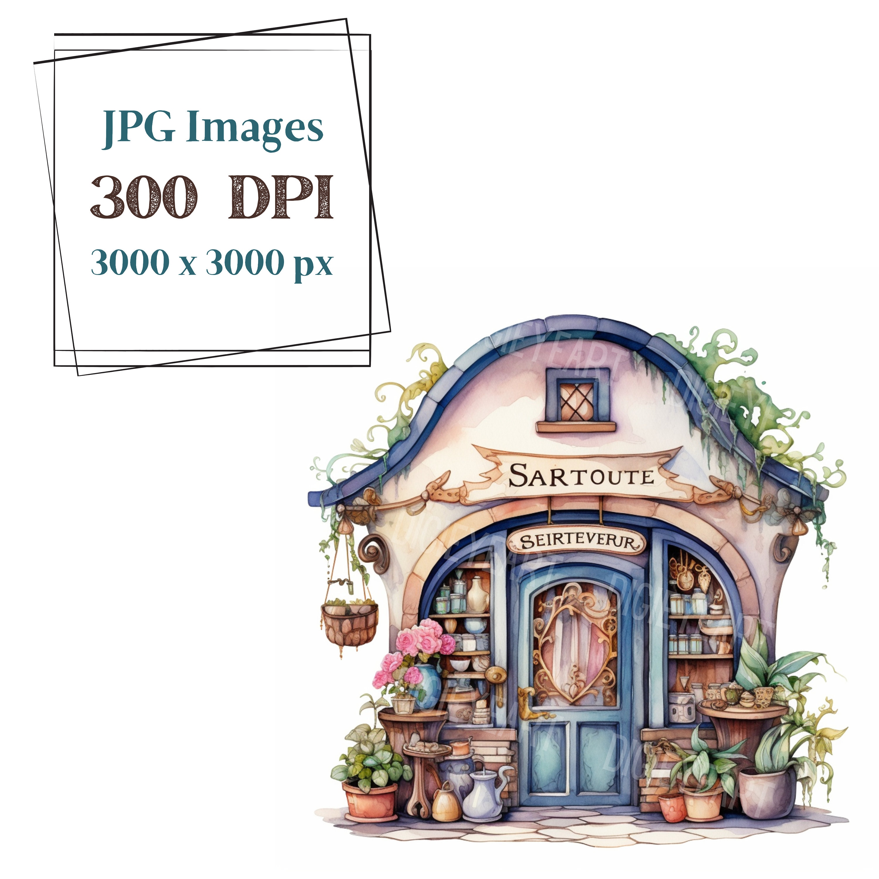 Watercolor Magic Store Clipart, Magic Shop Clip Art, Fairy Shop Jpg ...