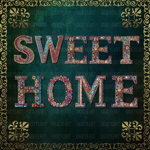 Boho Alphabet Clipart, Letters CU Clip Art, Bohemian Initials PNG ...