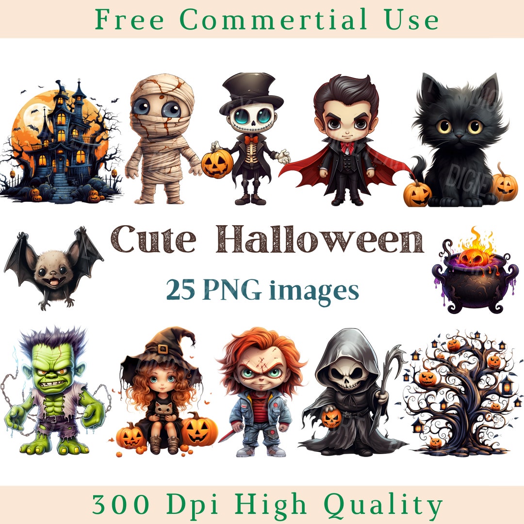 Cute Halloween Monsters Clipart, Halloween Clip Art, Spooky Image ...