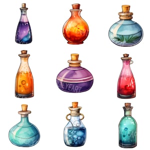 Potion Bottle Clipart, Potion Bottles Clip Art, Halloween Poison Image ...