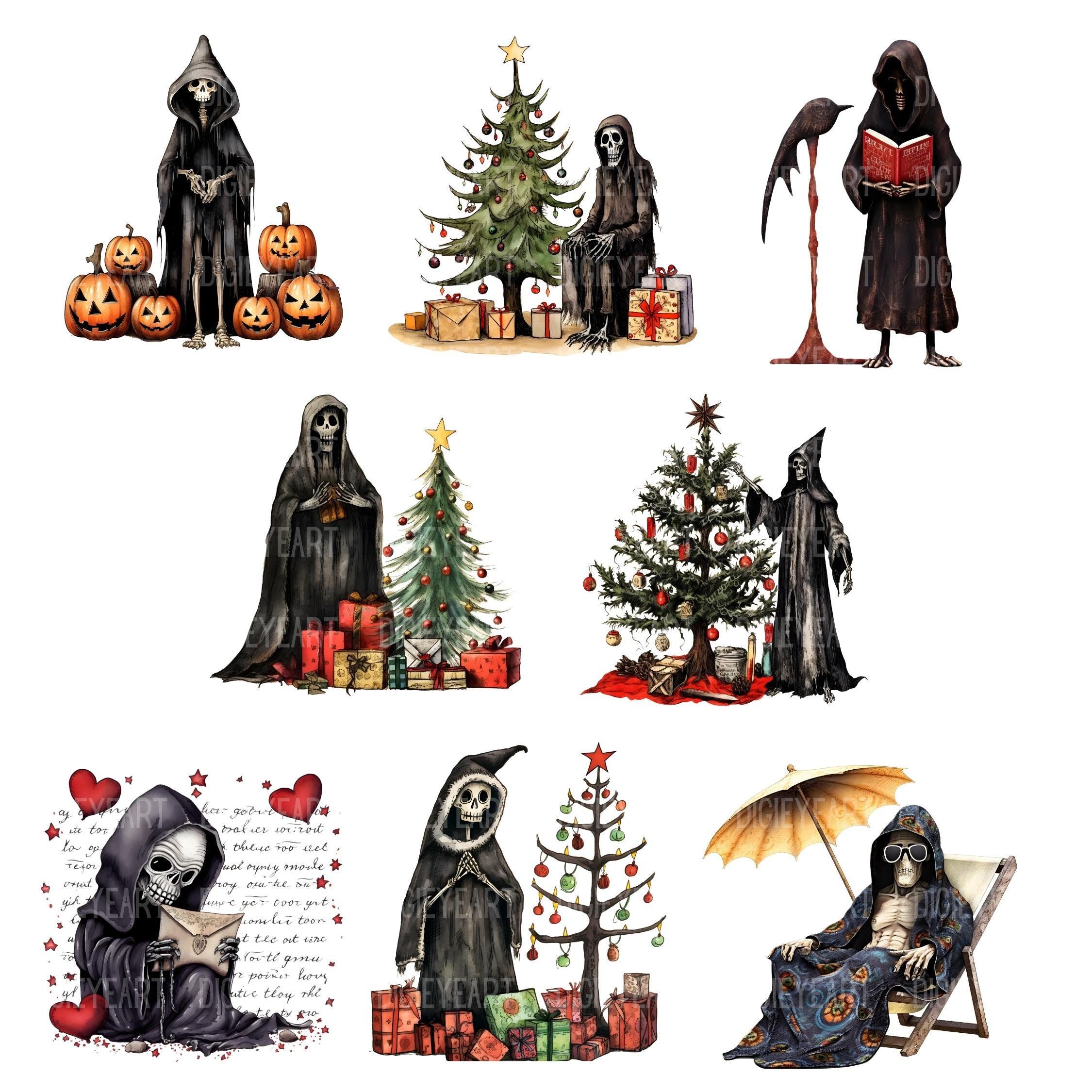 Whimsical Grim Reaper Clipart Halloween CU Clip Art Mixed - Etsy