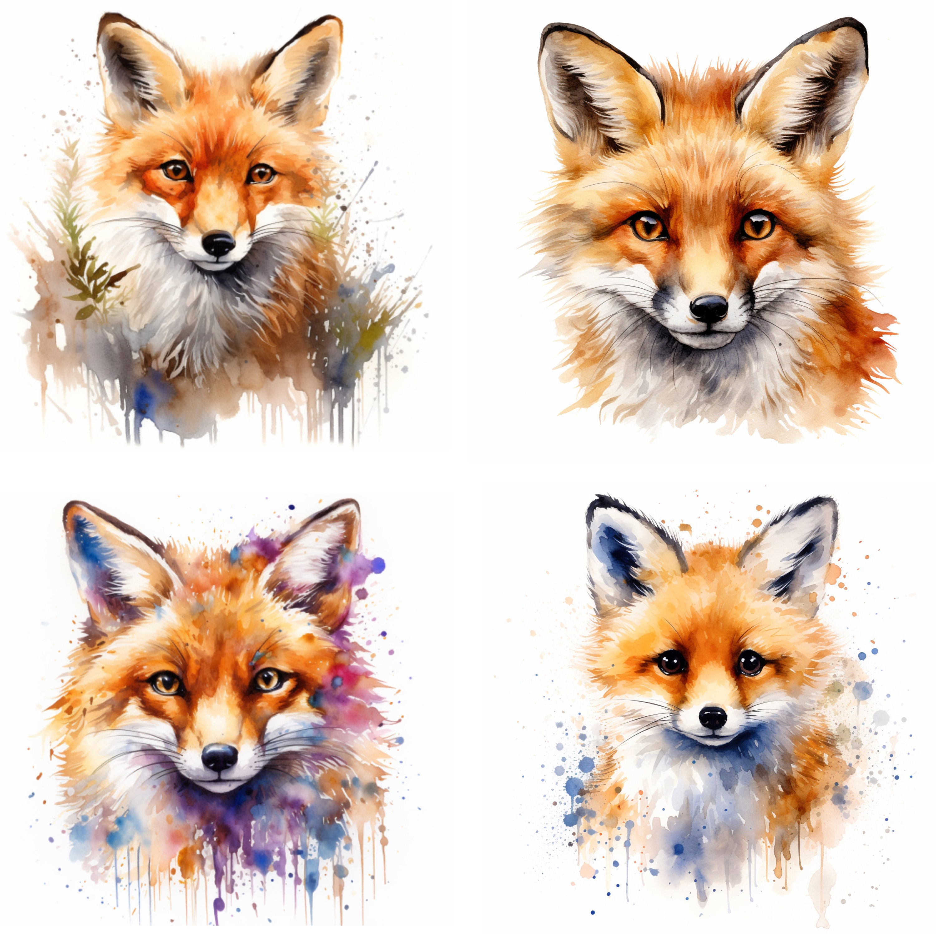 Watercolor Foxes Clipart, Red Fox Clip Art, Animal Jpg, Cute Fox Images ...
