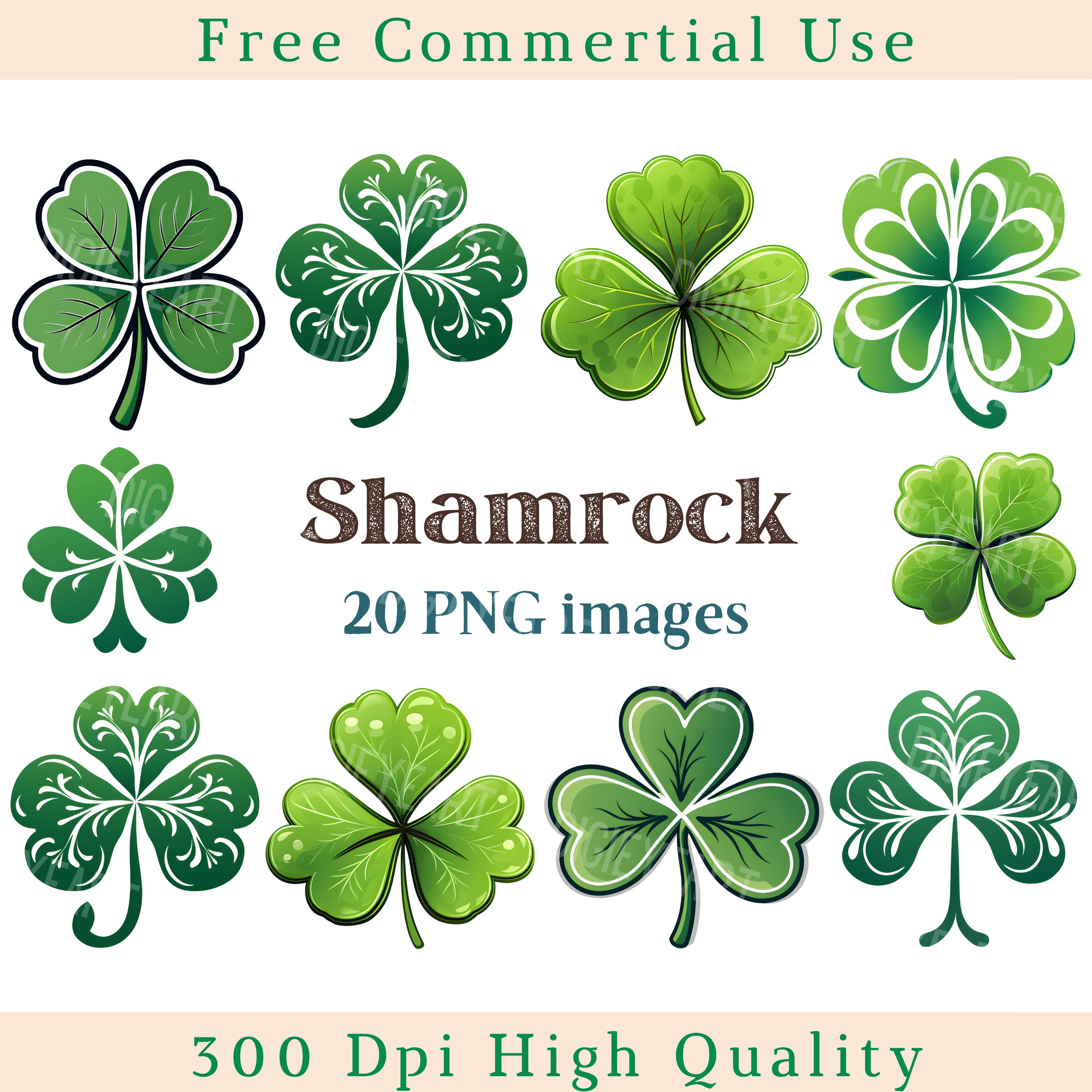 Irish Shamrock Clipart Clover Clip Art Shamrock PNG Luck - Etsy UK