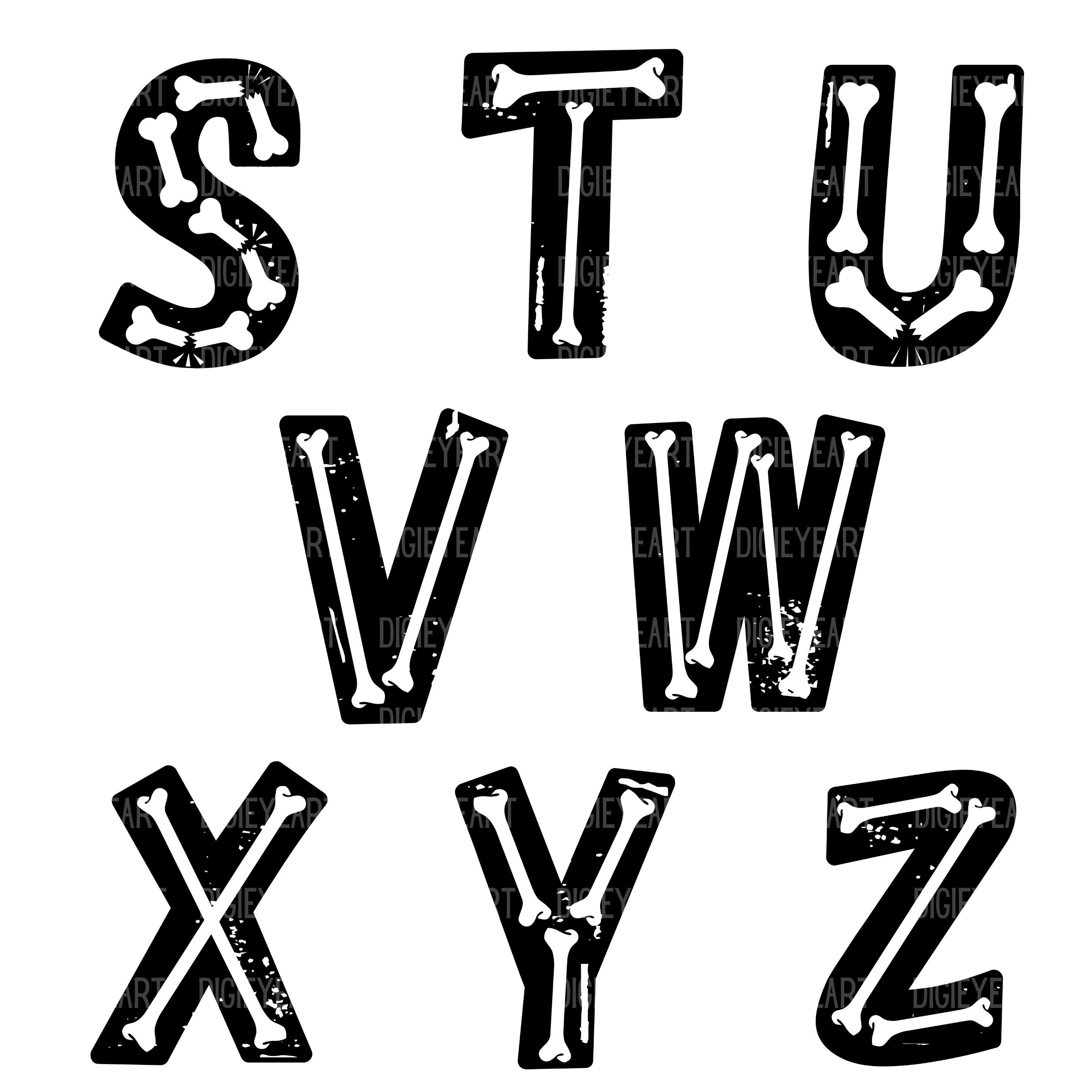 Halloween Bone Alphabet Clipart Letters Clip Art Bones - Etsy