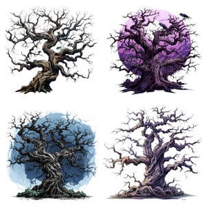 Haunted Tree Clipart, Halloween Clip Art, Spooky Tree Image, Commercial ...