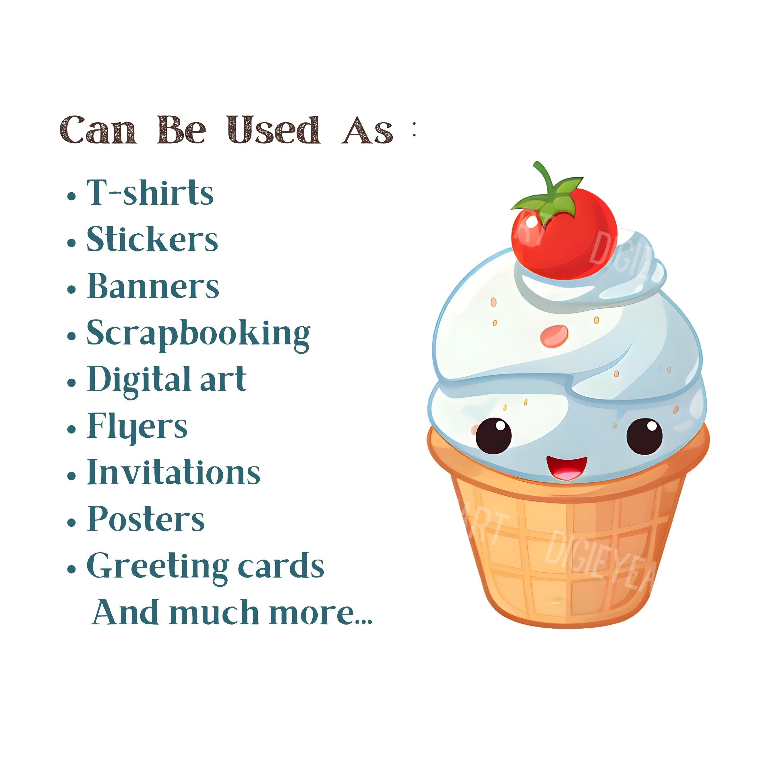 Kawaii Ice Cream Clipart Kawaii Ice Cream Clip Art Cream - Etsy