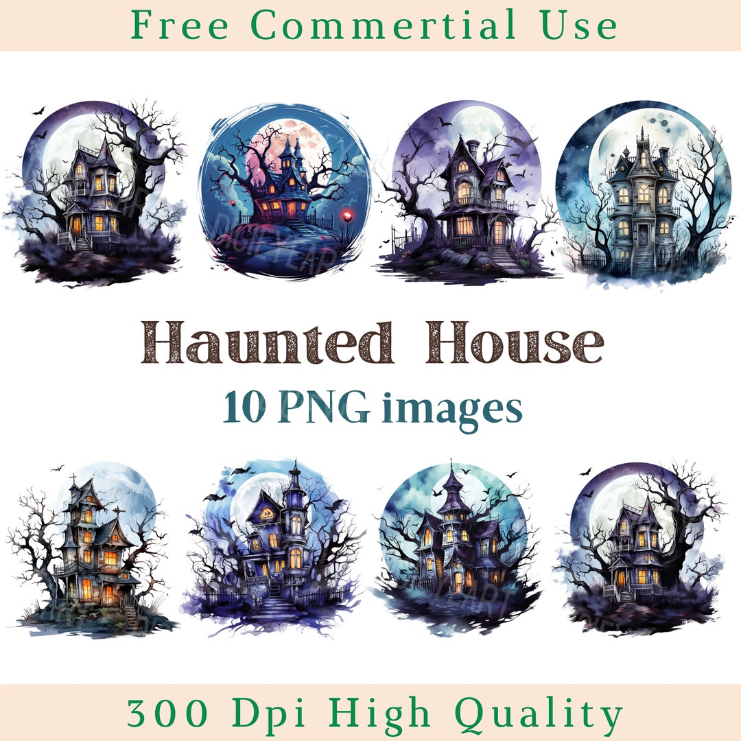 Haunted House Clipart, Halloween Clip Art, Spooky Jpg, Fantasy House ...