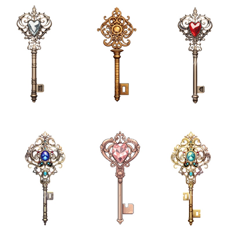 Vintage Key Clipart Magic Key Clip Art Png Fantastic Keys - Etsy
