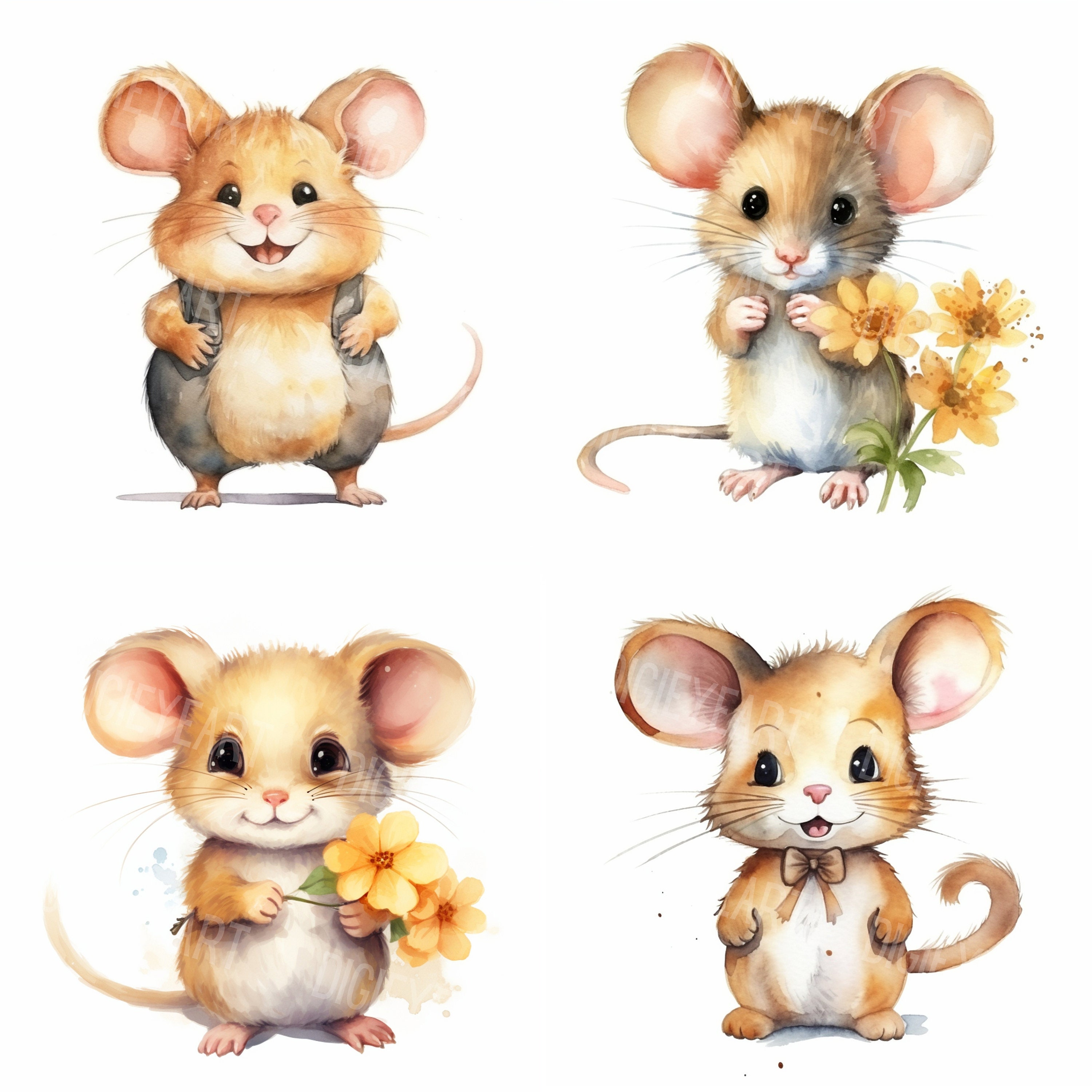 Watercolor Mouse Clipart Mouse Clip Art Little Mouse Jpg - Etsy