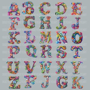 Whimsical Alphabet Clipart, Letters CU Clip Art, Funny Initials PNG ...