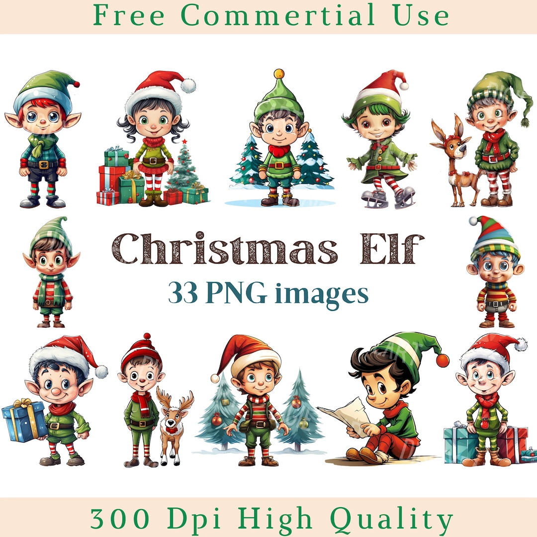 Christmas Elf Clipart, Cute Elves Clip Art Png, Christmas Image, CU ...