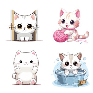 Kawaii Cute Cats Clipart, Kawaii Cat Clip Art, Lovely Kitties Png ...