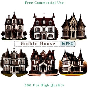 Gothic House Clipart Halloween Spooky House CU Clip Art - Etsy