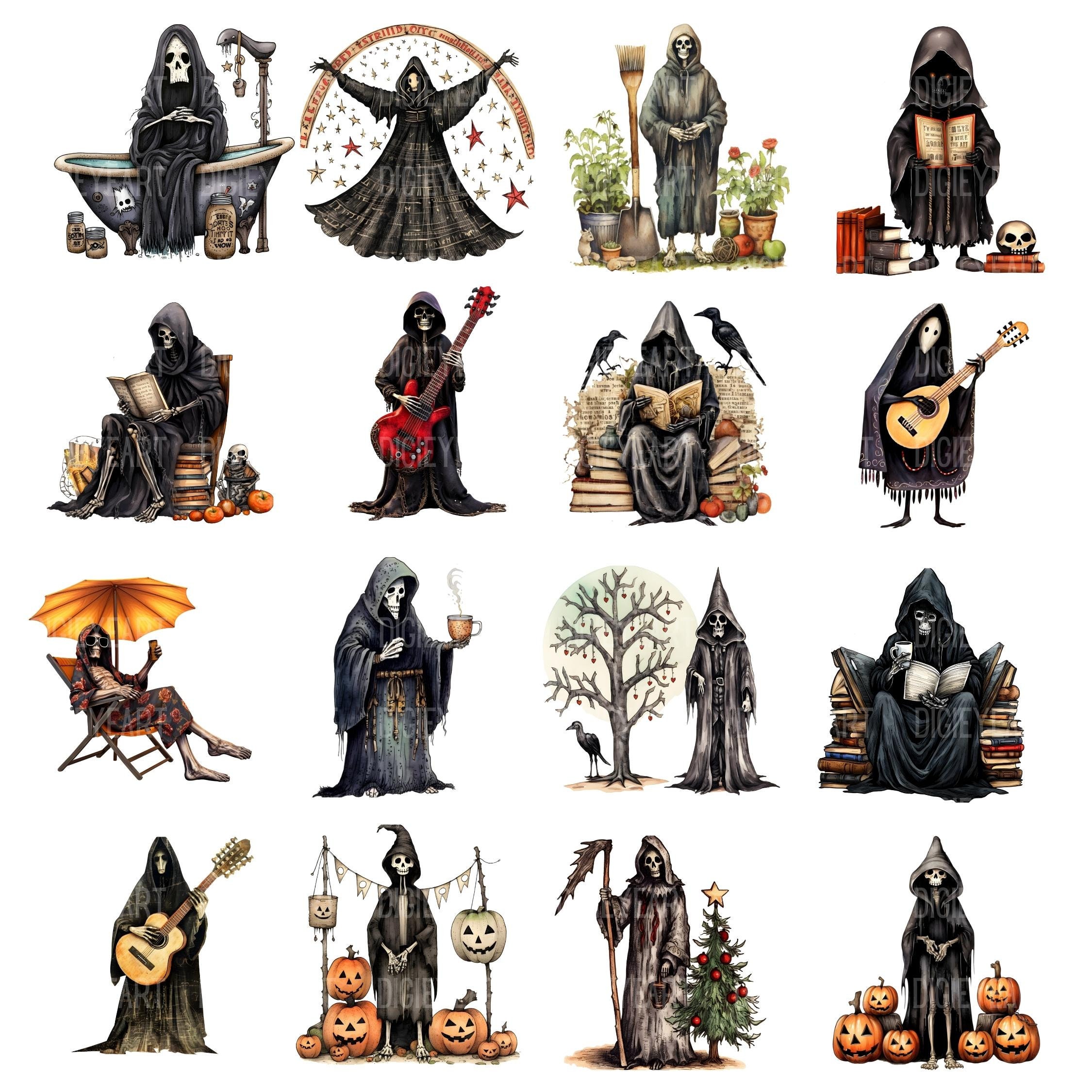 Whimsical Grim Reaper Clipart Halloween CU Clip Art Mixed - Etsy