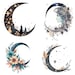 Bohemian Floral Moon Clipart, Boho Moon Clip Art, Floral Moon PNG ...