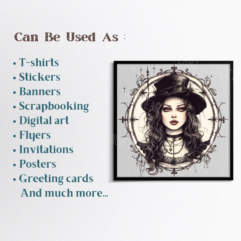 Spooky Portrait Clipart, Gothic Portrait Clip Art, Halloween Portrait ...